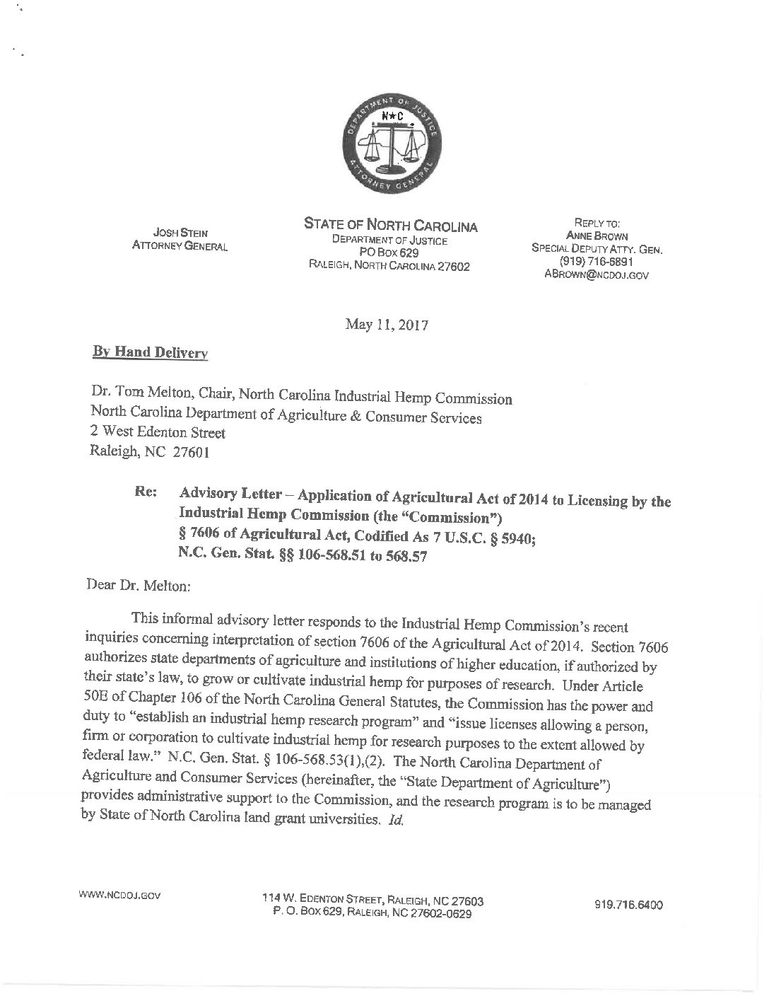 Advisory Letter NCDOJ - North Carolina Health News